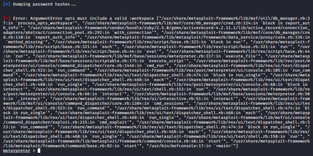 Error: ArgumentError opts must include a valid :workspace · Issue #13329 · rapid7/metasploit ...