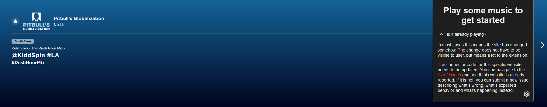 SiriusXM Web Player is no longer recognized when track name starts w/ special character? · Issue ...