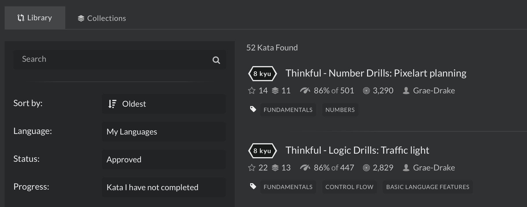I complete two katas but they don't mark as completed · Issue #1451 · codewars/codewars.com · GitHub