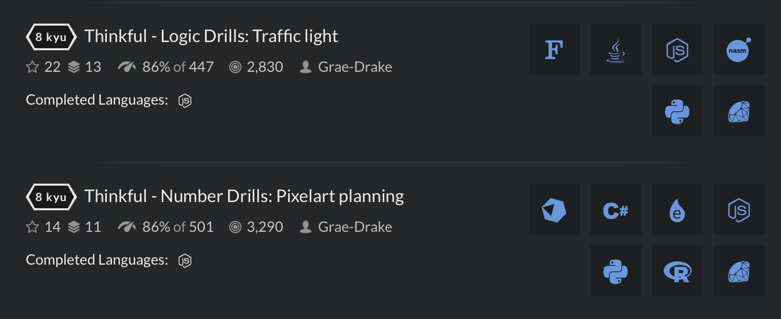 I complete two katas but they don't mark as completed · Issue #1451 · codewars/codewars.com · GitHub