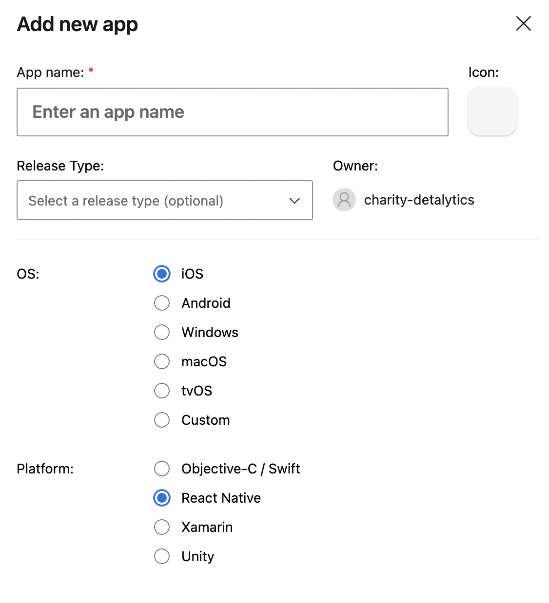 Choose iOS or Android as OS option for React Native app on AppCenter · Issue #1324 ...