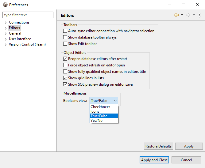 Boolean view customisations should be configurable via Settings menu · Issue #10645 · dbeaver ...