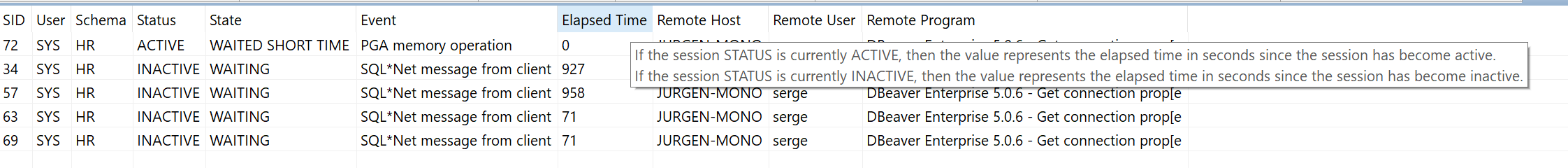 Feature Request: Show query running time in session manager for Oracle · Issue #3505 · dbeaver ...
