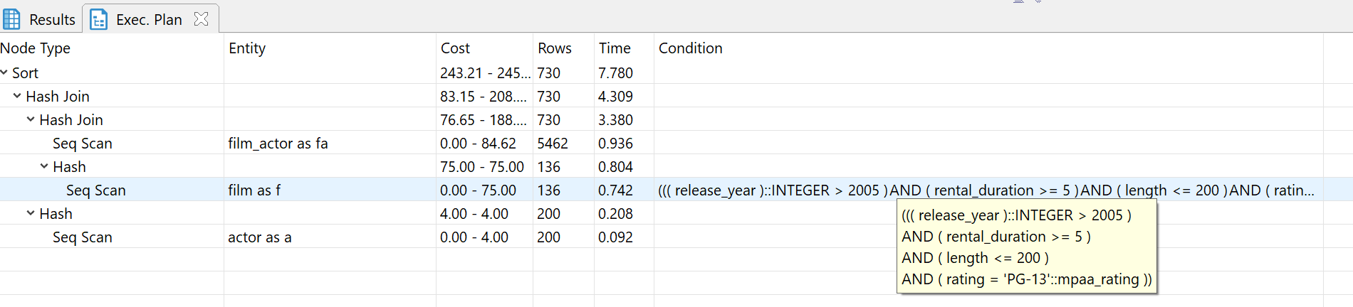 Formatting for "Condition" of "Explain execution plan" · Issue #3677 ...