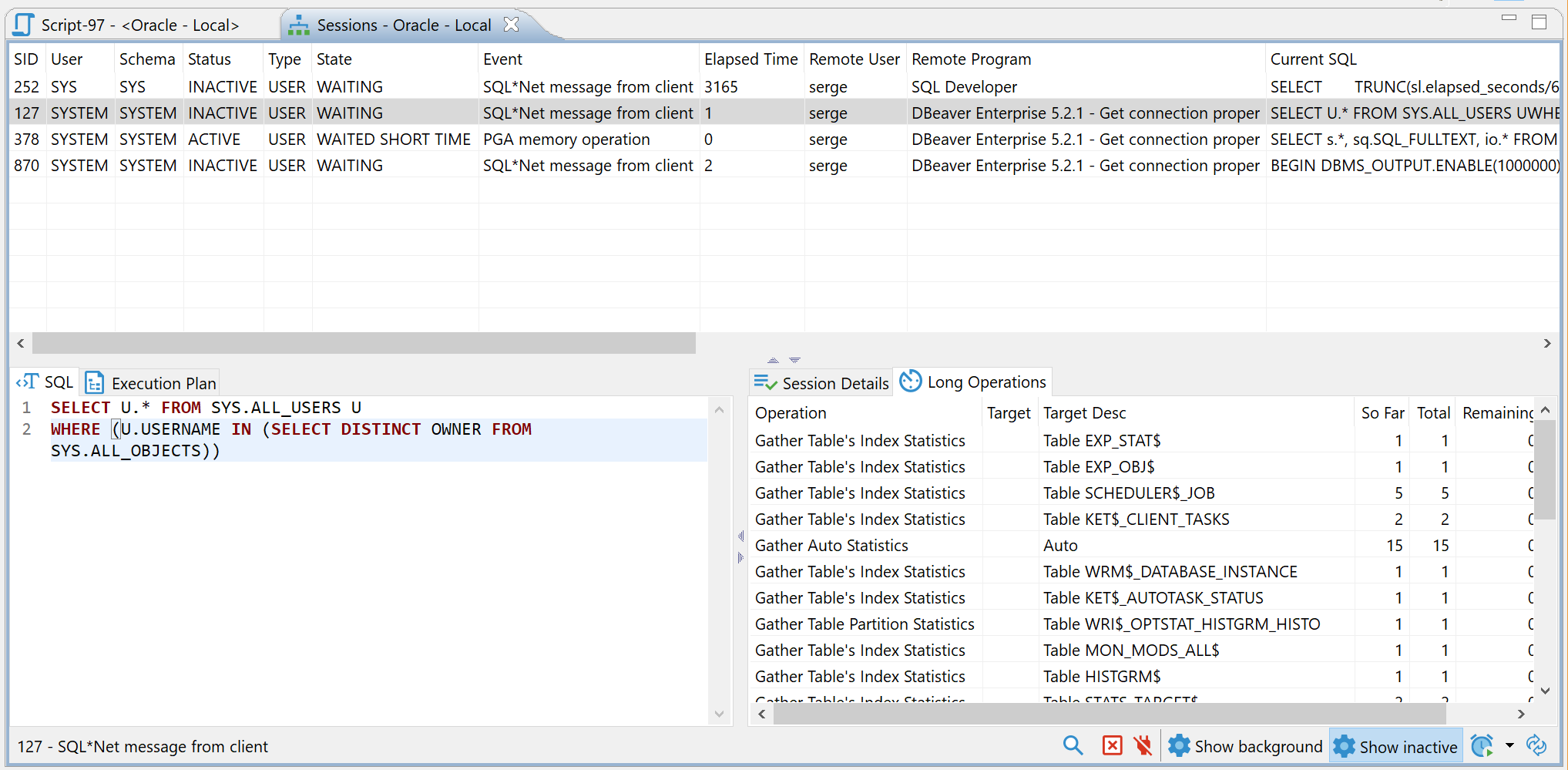 [Oracle] Sessions view: show long ops · Issue #4032 · dbeaver/dbeaver ...