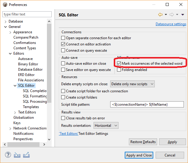 Question: SQL editor: highlighting all occurrences of selected word ...