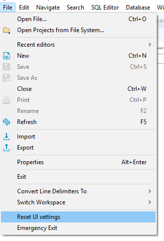 Reset UI settings action in main menu · Issue #5722 · dbeaver/dbeaver ...