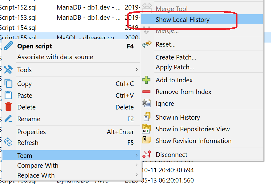 local history missing · Issue #8688 · dbeaver/dbeaver · GitHub
