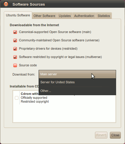 [Repoman] No option for select regional mirror servers and unable to disable 'include source ...