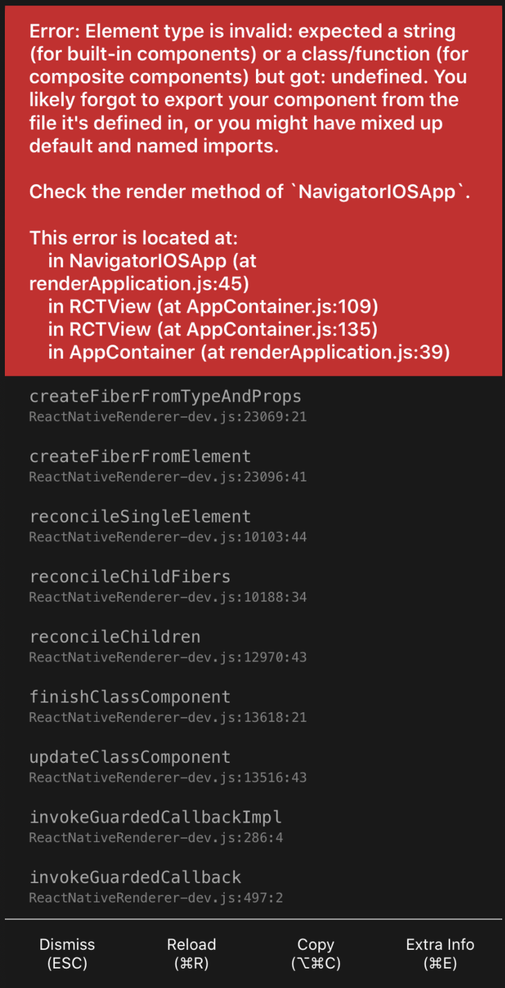 Error Trying To Use Navigatorios Element Type Is Invalide · Issue