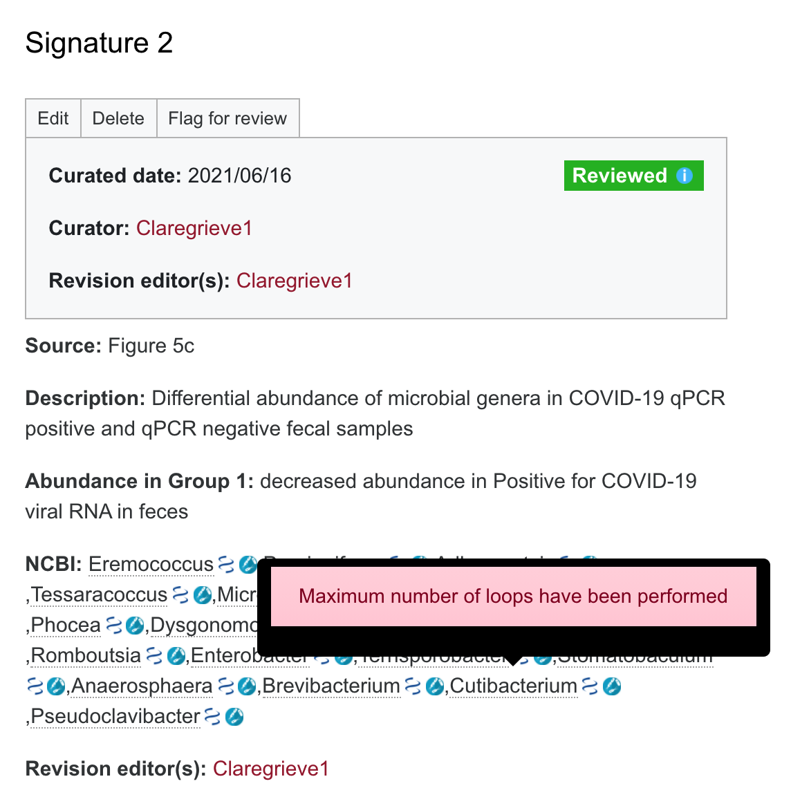 Maximum number of loops have been performed · Issue #83 · waldronlab/BugSigDB · GitHub