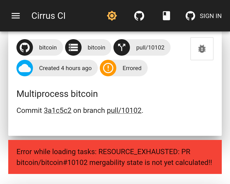 Error while loading tasks: RESOURCE_EXHAUSTED: PR mergability state is not yet calculated ...