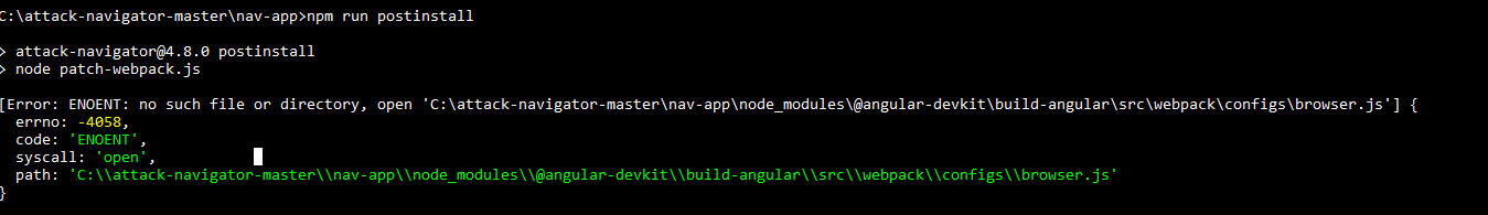 Unable to run post install · Issue #536 · mitre-attack/attack-navigator · GitHub