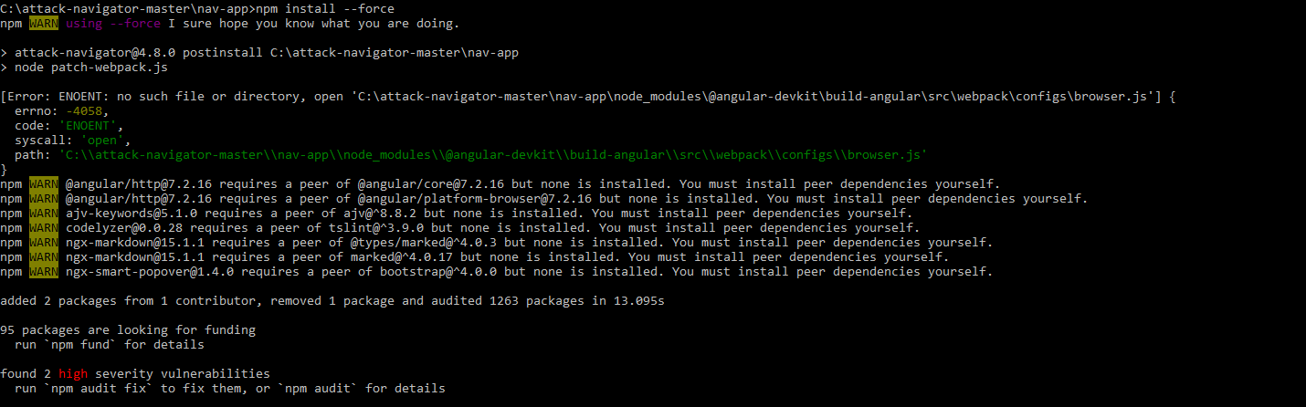 Unable To Run Post Install · Issue 536 · Mitre Attackattack Navigator · Github