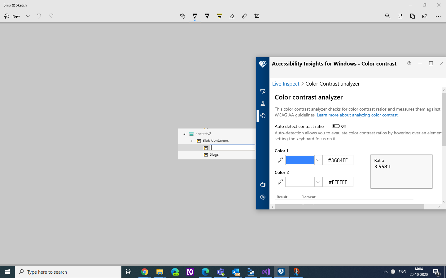 A11y Azure Tools Storage Explorer Blob Containers Create Blob Container Colorcontrast The