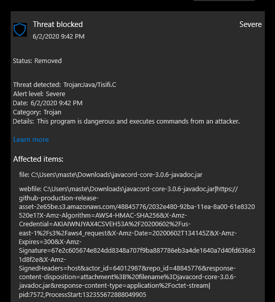 Trojan:Java/Tisifi.c in 3.0.6 release · Issue #572 · Javacord/Javacord ...