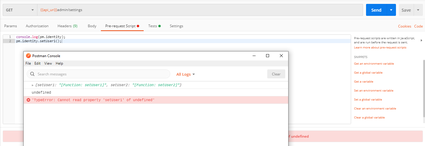 Can't access JS variables set in pre-request script · Issue #8356 · postmanlabs/postman-app ...
