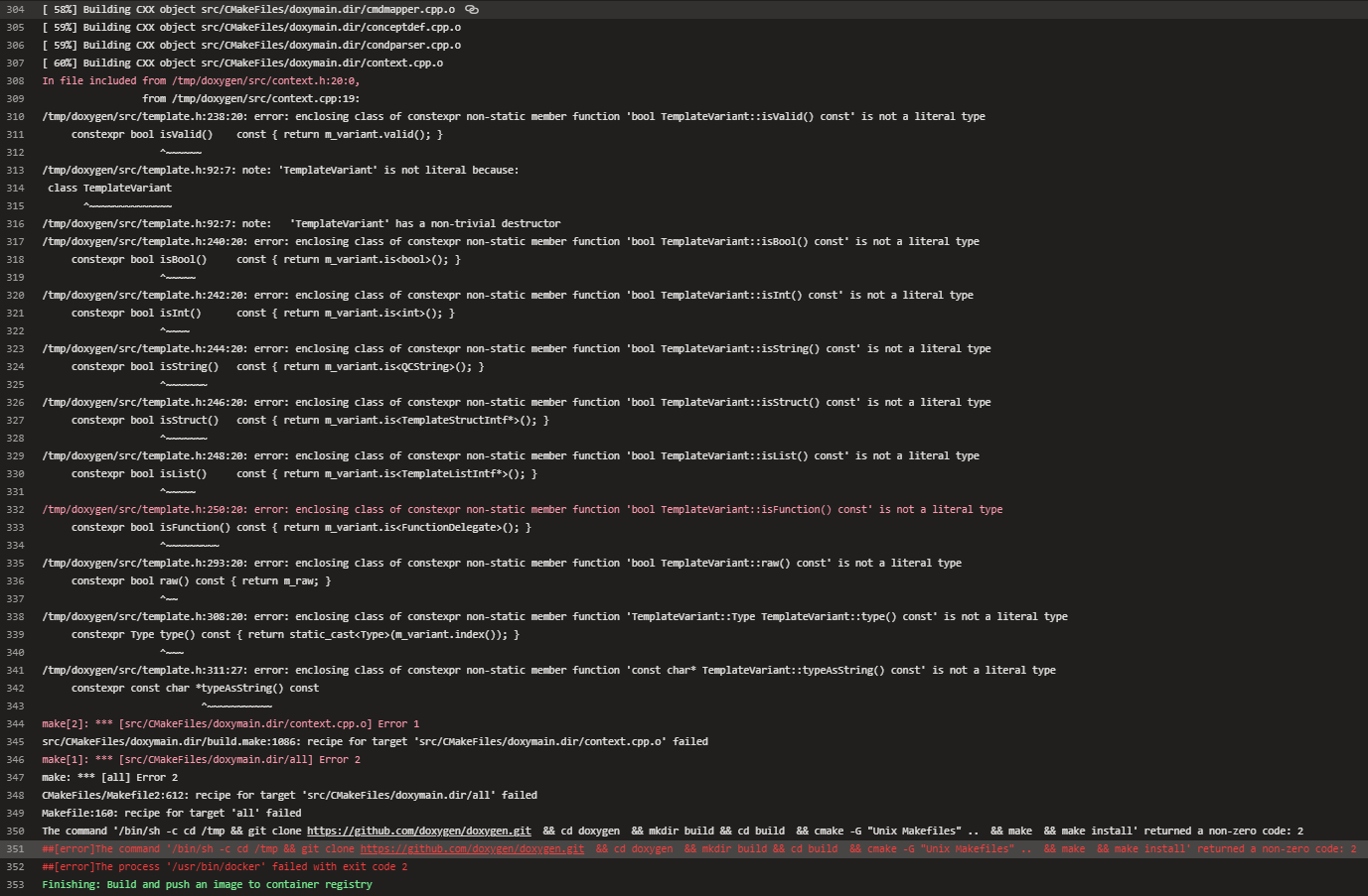 Fail Installing Doxygen In A Container With An Azure Pipeline Or Locally Cmake Issue