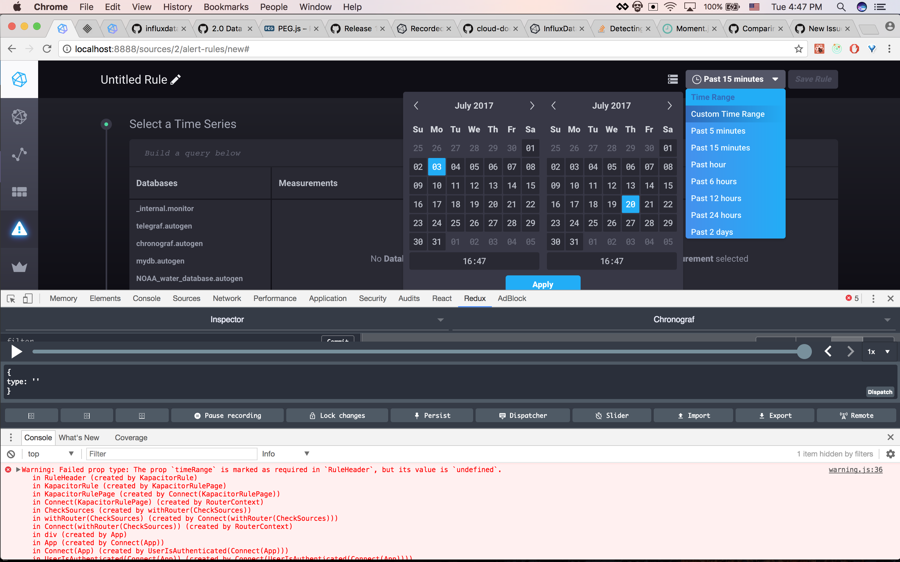 Custom Time Range should not show in Alert Rules · Issue #1784 · influxdata/chronograf · GitHub