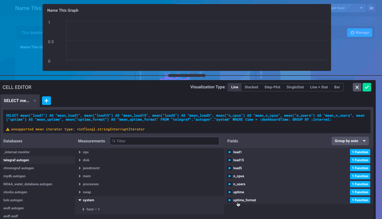 RFC: How to handle warning: 'unsupported mean iterator type: *influxql.stringInterruptIterator ...