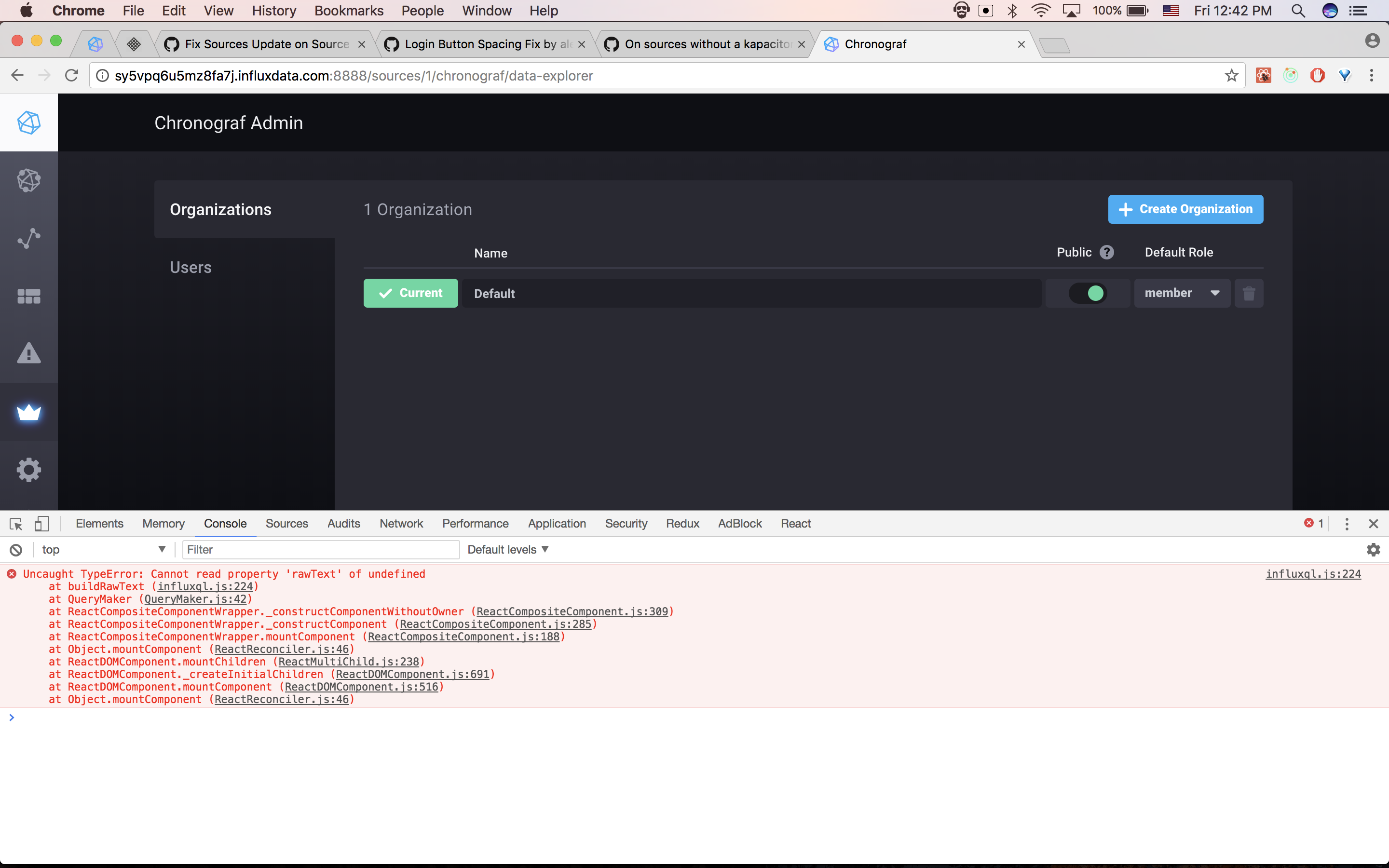 Upon first login as non-first superadmin to remote cluster instance, navigating to Organizations ...