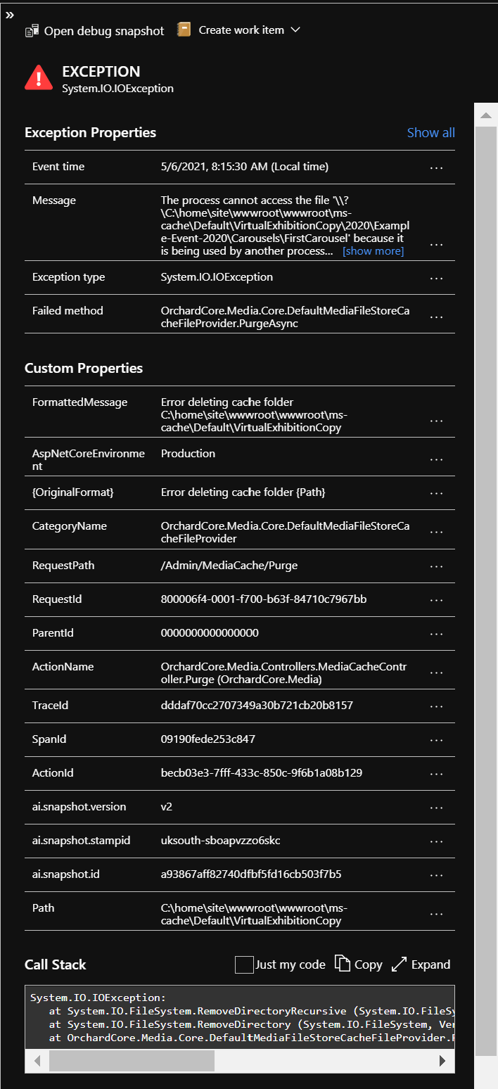 System.IO.IOException inside MediaFileStoreResolverMiddleware · Issue #9319 · OrchardCMS ...