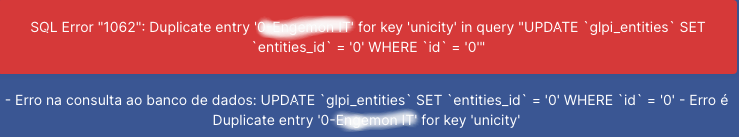 SQL Error "1062": Duplicate entry · Issue #11400 · glpi-project/glpi · GitHub