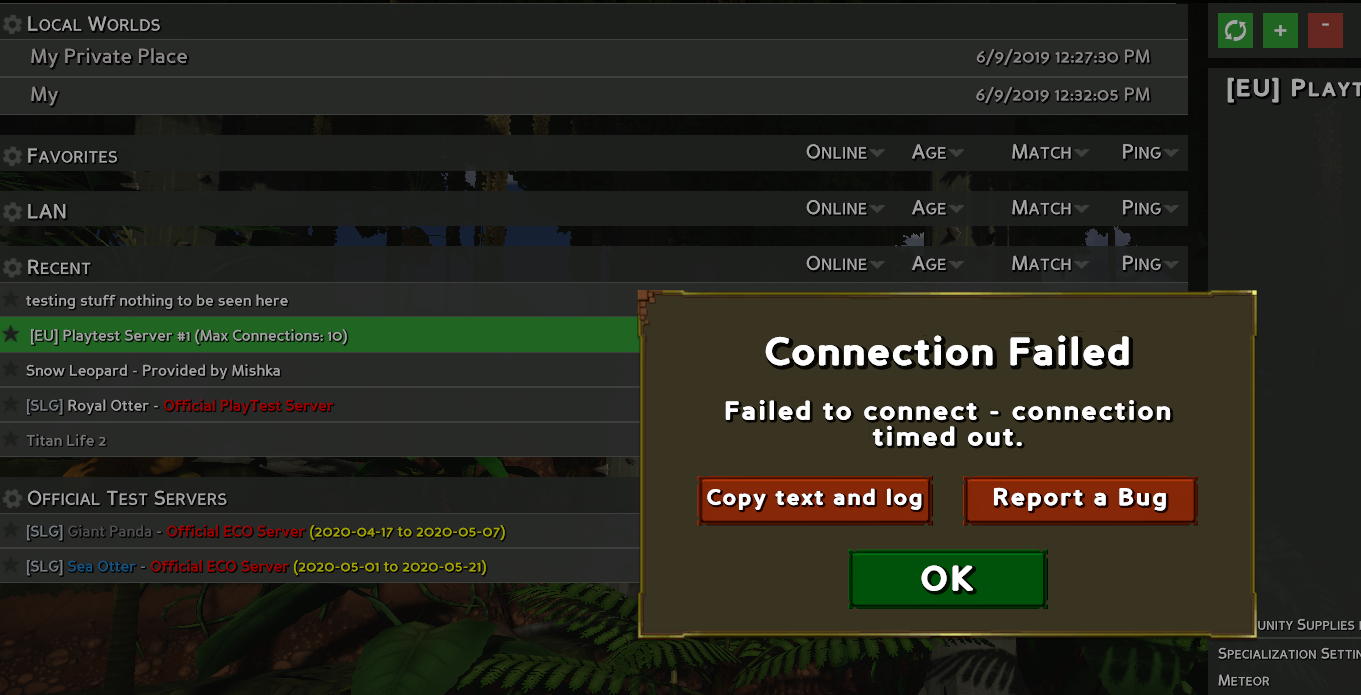 Eu Playtest Server 1 Max Connections 10 Hw Server Down · Issue 16088 · Strangeloopgames