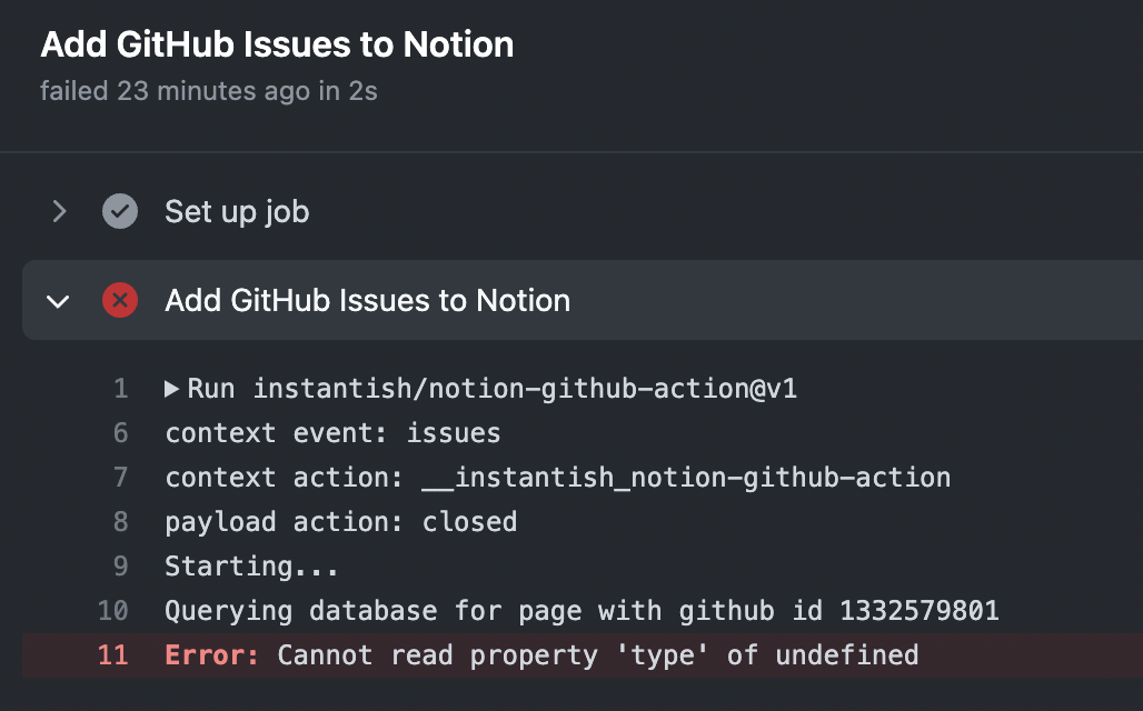 Error: Cannot read property 'type' of undefined · Issue #62 · tryfabric/notion-github-action ...