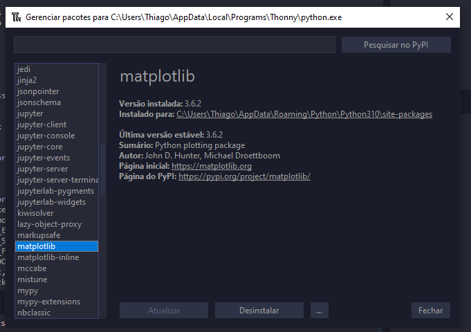 Error When Trying To Import Matplotlib Library · Issue 2587 · Thonny 5438