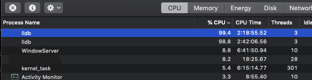 lldb high cpu on mac. · Issue #42423 · flutter/flutter · GitHub