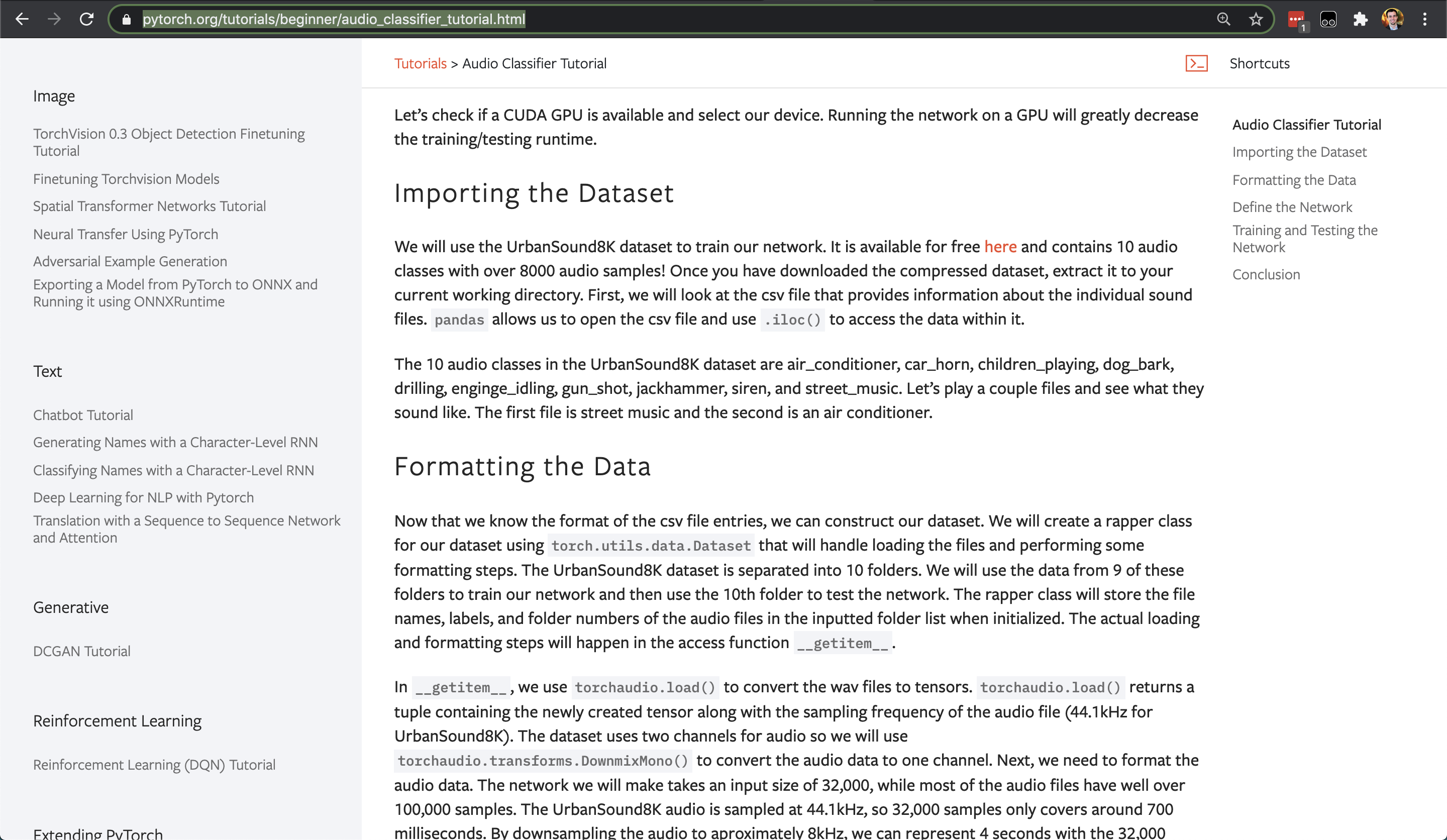 Missing Code For Audio Classification Tutorial · Issue 41106 · Pytorch