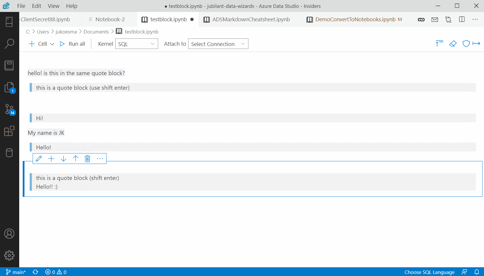 WYSIWYG - inconsistent tab behavior Quote Block vs Code Block · Issue ...