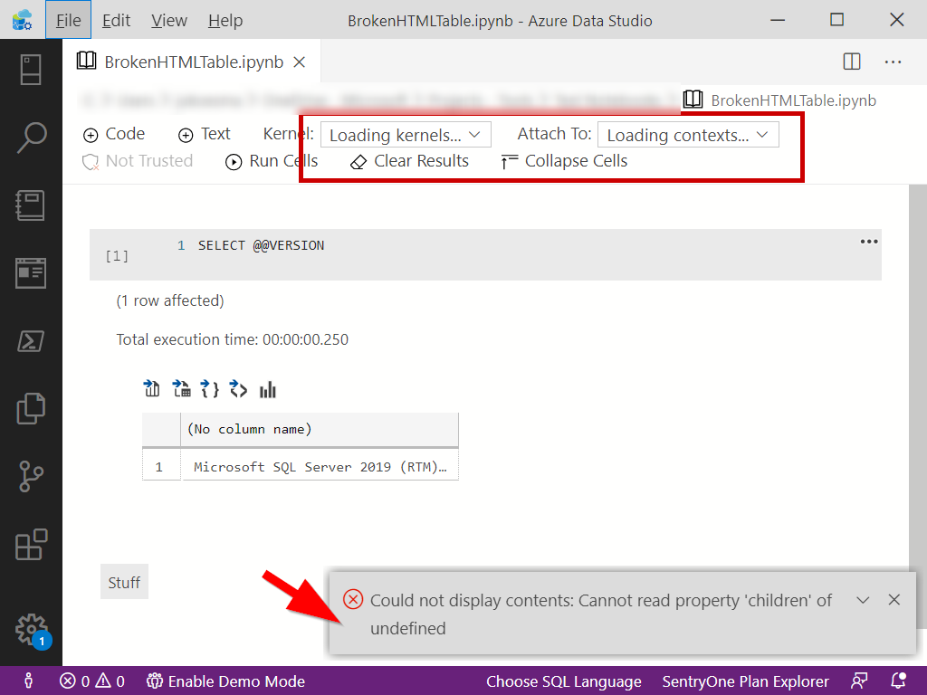 Notebook - HTML table caused error that prevent from changing kernels ...