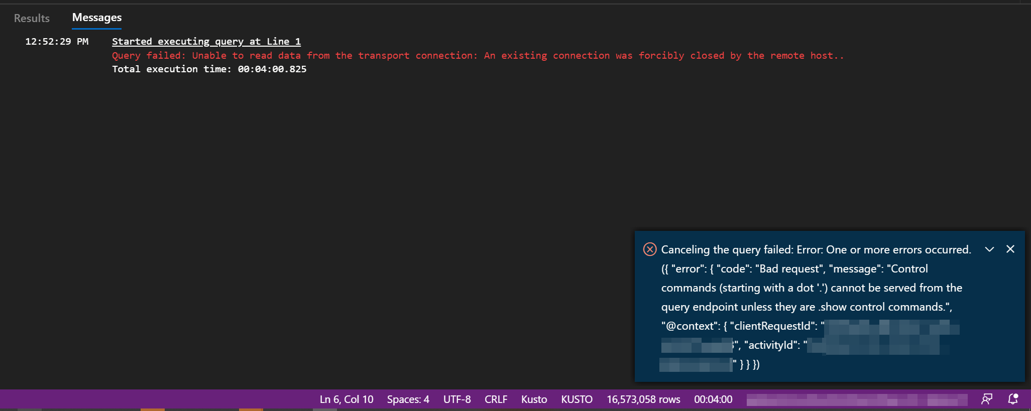 Unable to cancel a kusto query · Issue #11855 · microsoft/azuredatastudio · GitHub