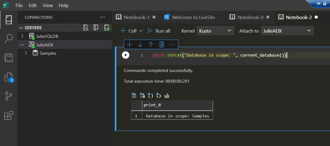 Notebook - Attach To for Kusto database doesn't select the database. · Issue #12368 · microsoft ...
