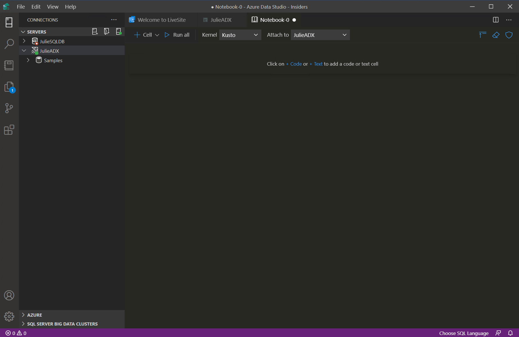 Notebook - changing a db in a connection with alias is stuck after error in cell execution ...