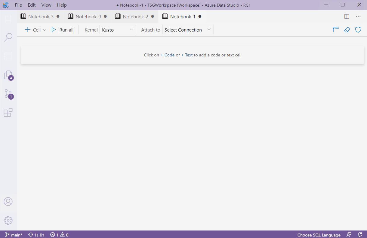 Kusto Notebook - Changing current non-alias Cluster connection to a connection with database ...