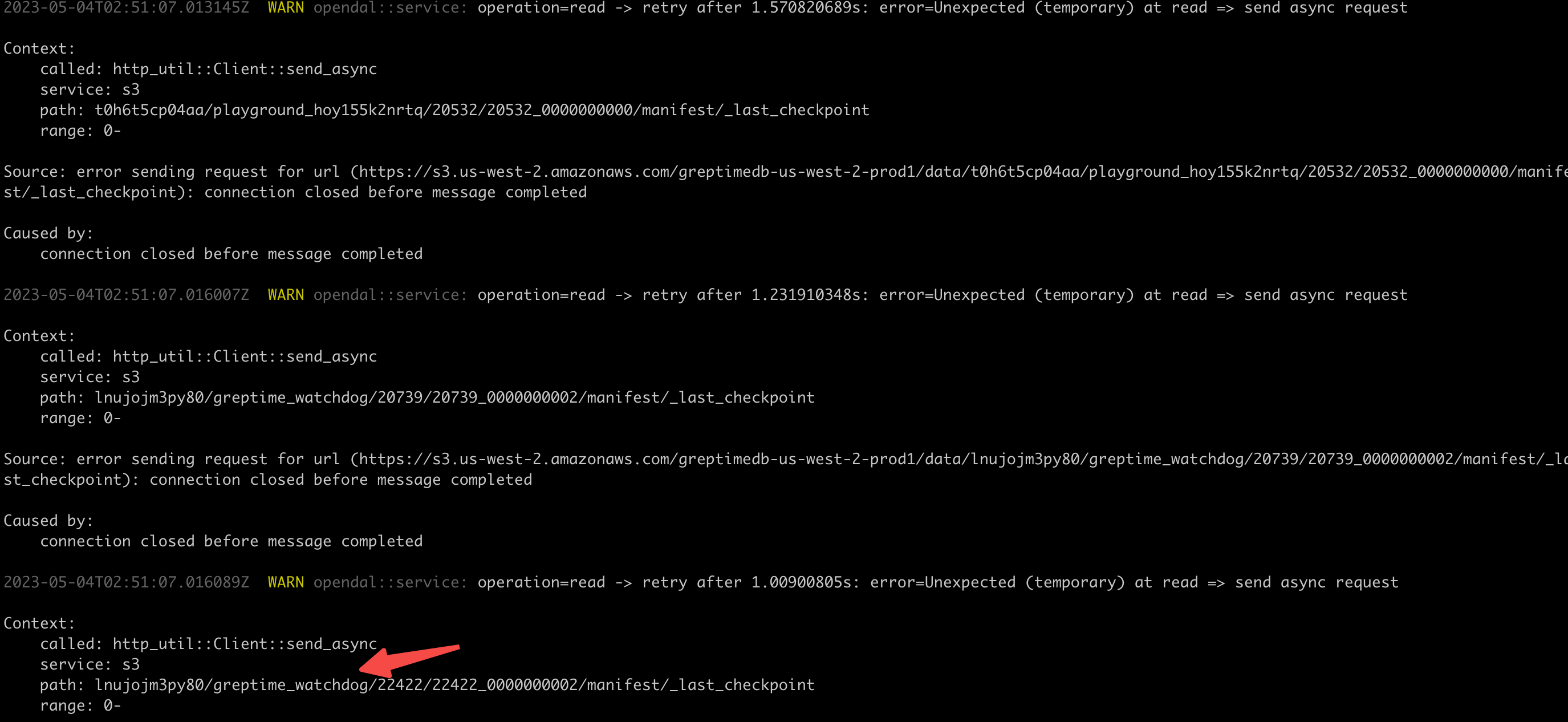 Incomplete Message Raised While Accessing S3 Objects · Issue 1505 · Greptimeteam Greptimedb
