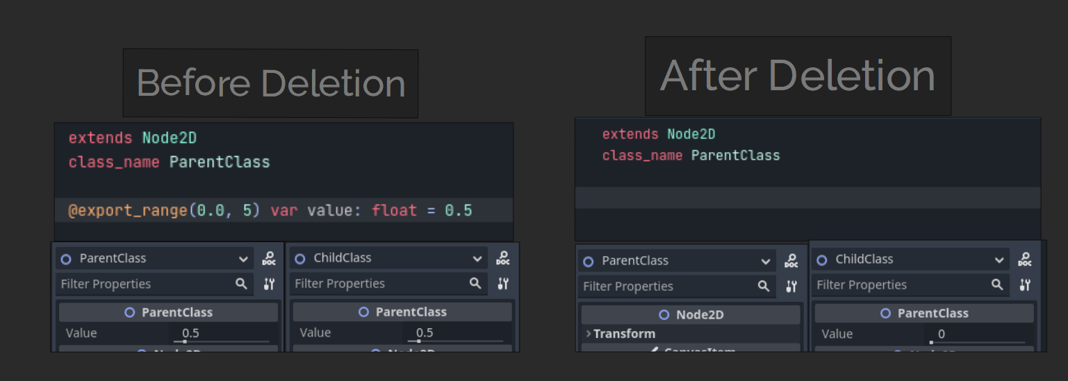 @export values from parent class do not get updated in child class within the editor · Issue ...
