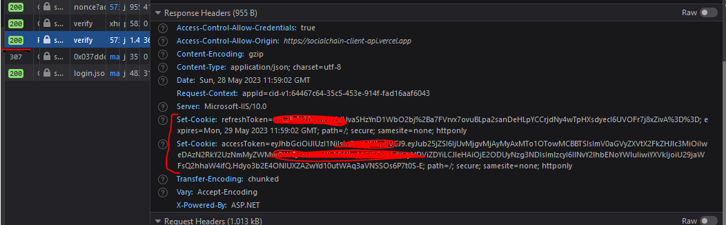 Nextjs And Net Core Api Azure Cookies Not Being Set To Browser · Vercel Nextjs