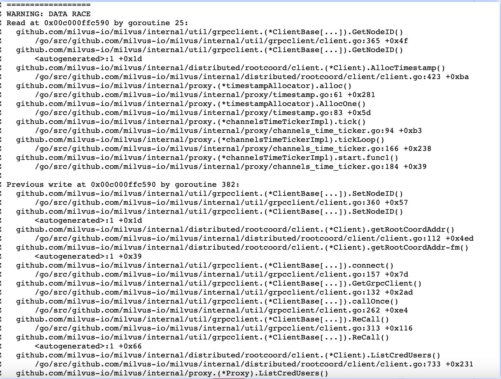Bug Data Race · Issue 22924 · Milvus Iomilvus · Github