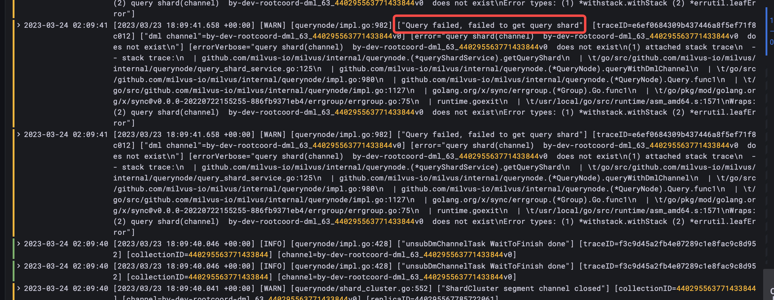 [Bug]: [Nightly]Search failed on all shard leaders reporting 'query shard(channel) xxx does not ...