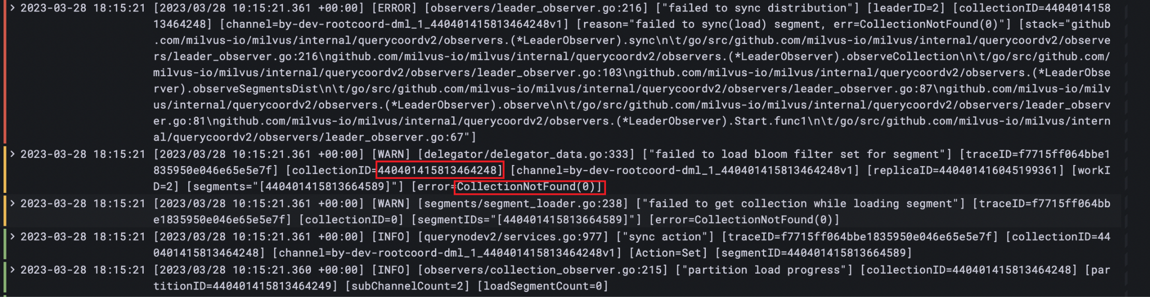 [Bug]: [perf][standalone] Milvus concurrently search with an error and restart, the error ...