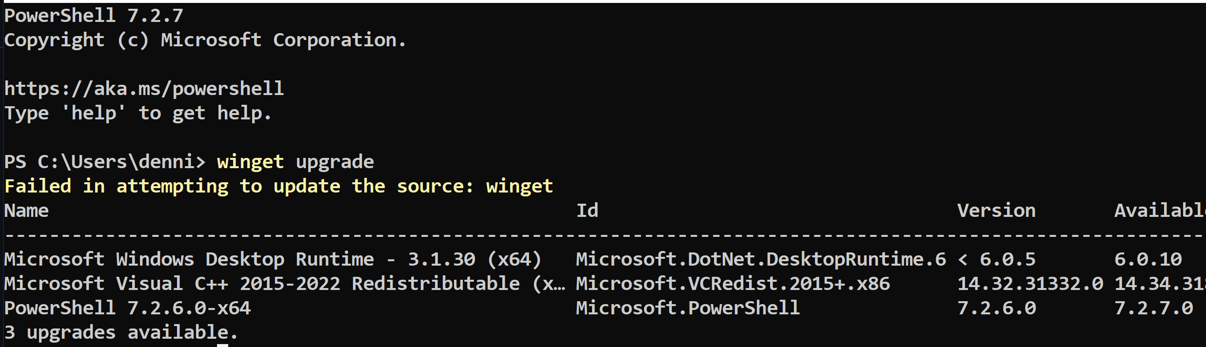 winget upgrade powershell fails · Issue #18426 · PowerShell/PowerShell · GitHub