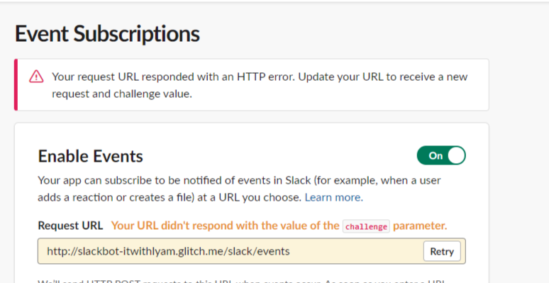Events link not working while using glitch like in the slack documentation · Issue #562 ...