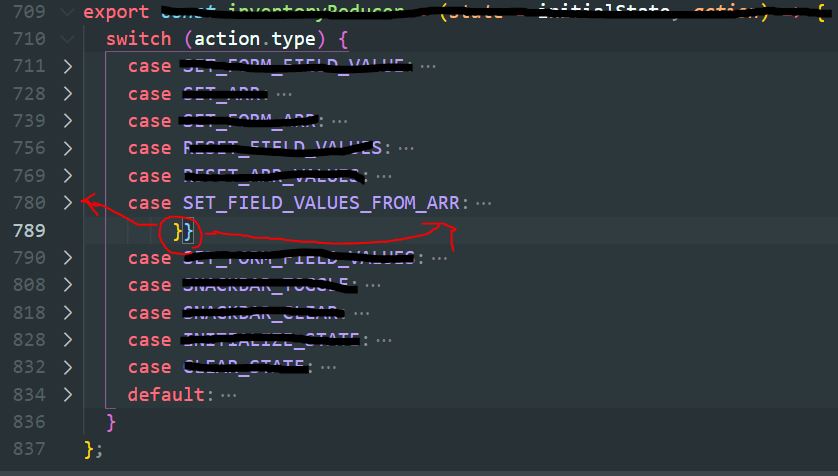 unable to fully close/collapse object or switch statement case. · Issue ...