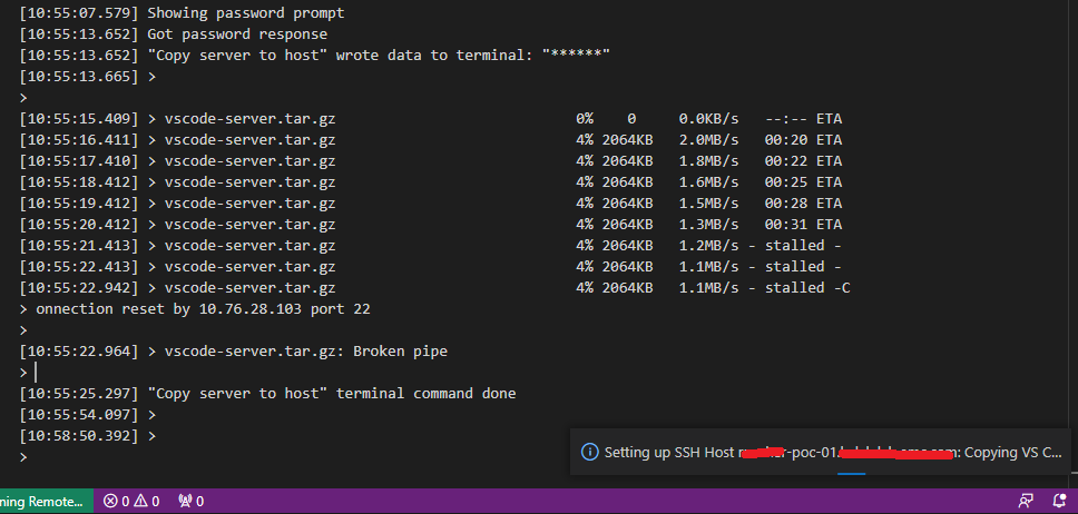 get stuck on connection reset · Issue #5167 · microsoft/vscode-remote-release · GitHub