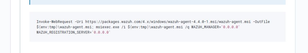 The suggested agent installation command is incorrect · Issue #5042 · wazuh/wazuh-dashboard ...