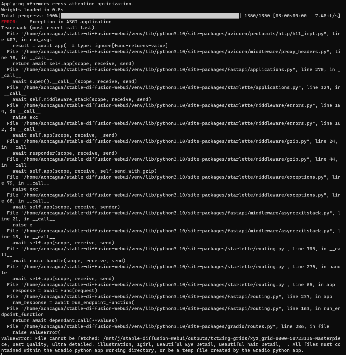 [Bug]: After creating X/Y/Z grid, an error occurs and it is not displayed on the screen (Gradio ...